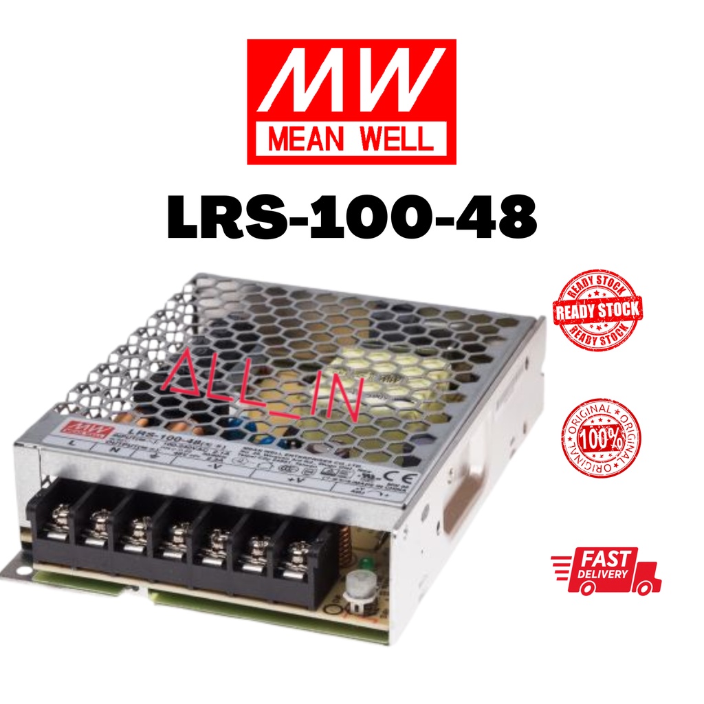 Mean Well LRS-100-48 48V dc, 2.3A Switch Mode Meanwell Power Supply SMPS , 110W Enclosed ...