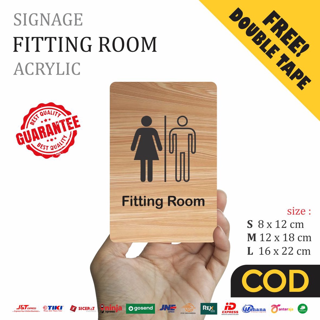 KAYU Fitting Room Sign Board Wood Print Signage Label Room Name ...