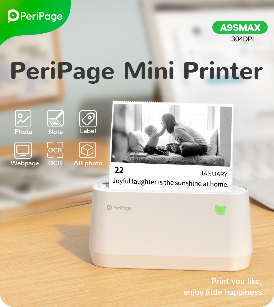 PeriPage A9 Max Mini Printer 304DPI Sticker Thermal Printer Portable Bluetooth Mobile Photo ...