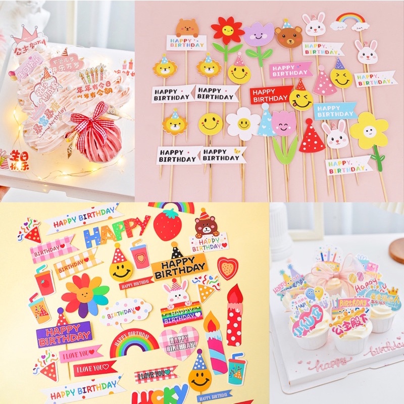 IMOCHI ins风 生日快乐蛋糕插牌 材料包 ins happy birthday cake topper | Shopee Malaysia
