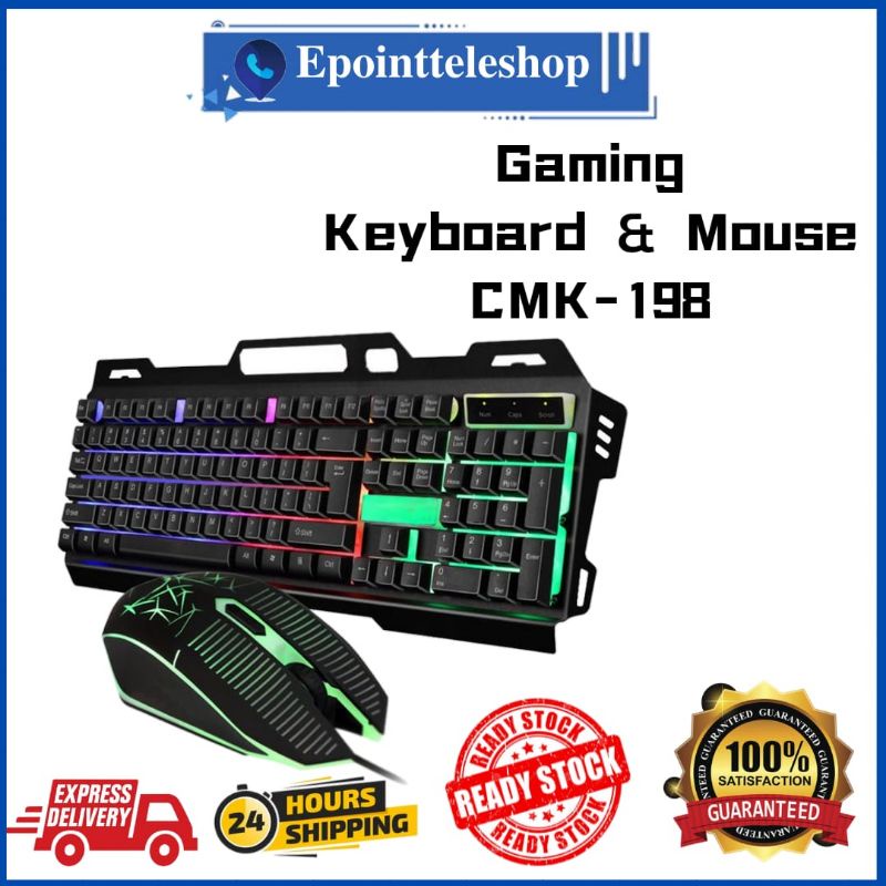 [Ready Stock] Gaming Set Keyboard & Mouse CMK-198 USB RGB LED Backlit ...