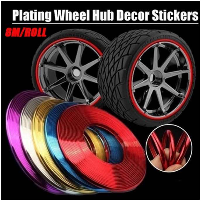 8M Car Wheel Rim Sticker Chrome Wheel Decoration Auto Tire Rims Plated ...