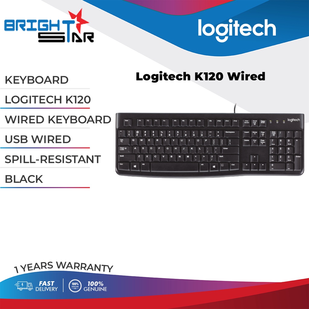 LOGITECH K120 USB WIRED KEYBOARD | Shopee Malaysia