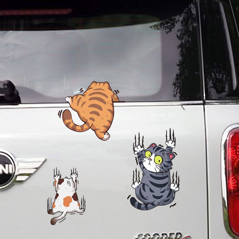 【3pcs/set！！ 】Hot New Reflective Waterproof Fun Scratch Cat Car Stickers ...