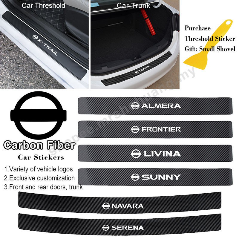 [5 Pcs/Set] Leather Car Door Sill Sticker For Nissan Almera Frontier ...