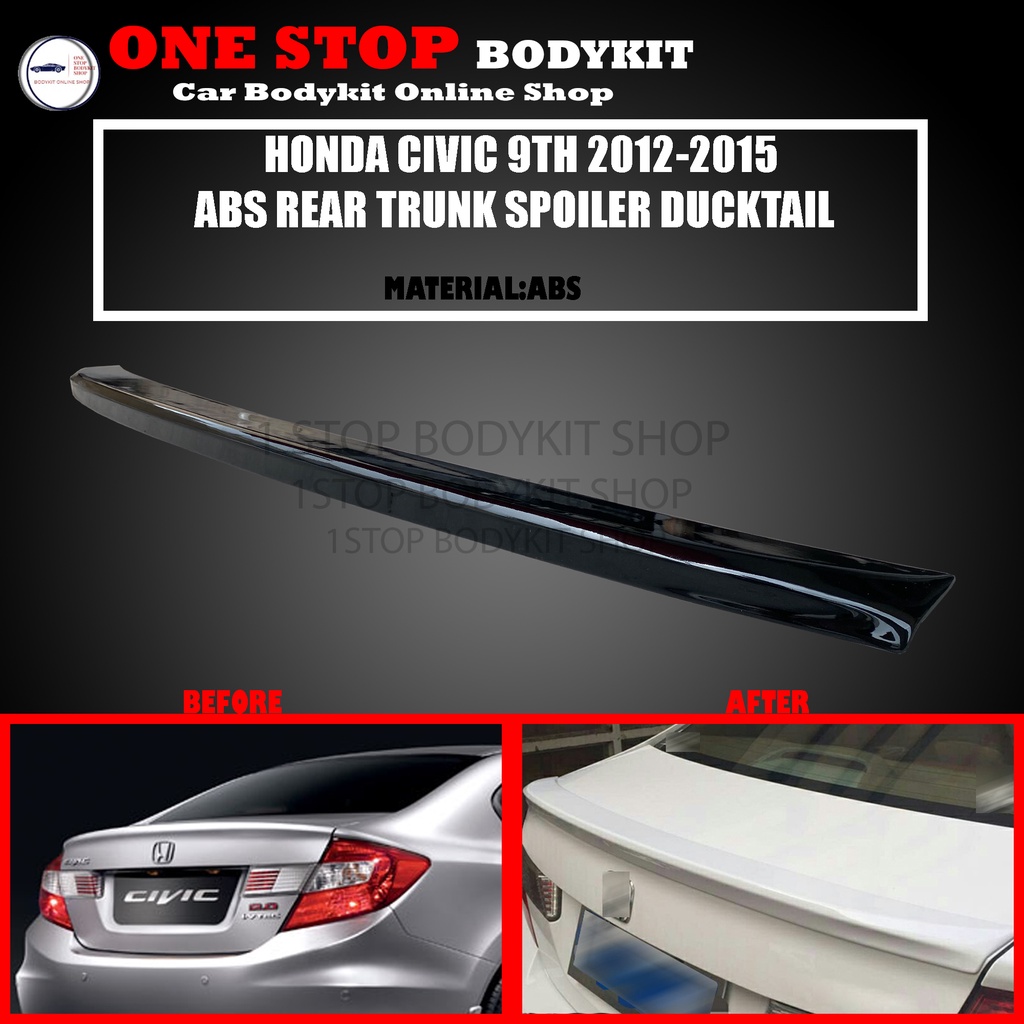 HONDA CIVIC 9TH GEN 2012-2015 ABS REAR TRUNK SPOILER DUCKTAILWITH PIANO ...