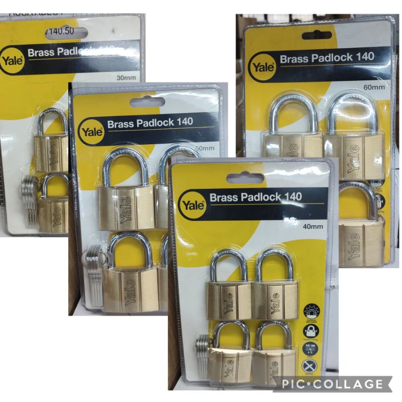 Yale Heavy Duty Brass Padlock V140 Set of 4 (Avail. 30mm , 40mm , 50mm , 60mm) | Shopee Malaysia