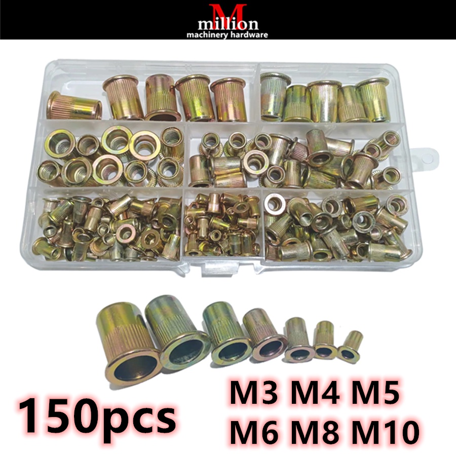 150pcs/set M3 M4 M5 M6 M8 M10 Rivnut Steel Rivet Nut Insert Rivets ...