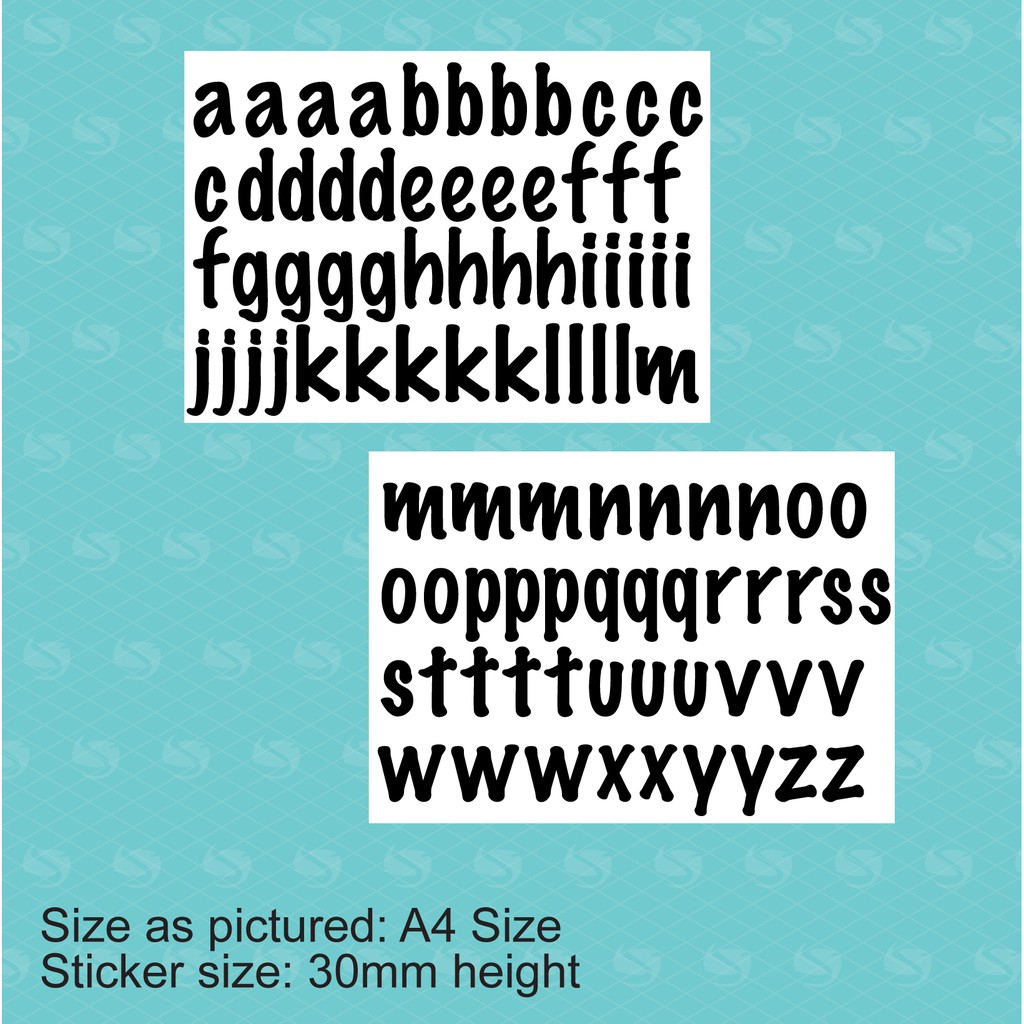 ABC Small Letter Sticker (A4-black) for balloon / Table | Shopee Malaysia