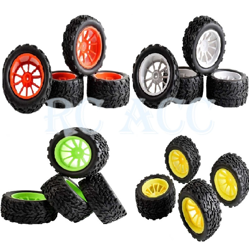 RC 4Pcs Rubber Tire With Wheel Rim Truck Tyre 115mm For 1/10 HSP 94111 ...