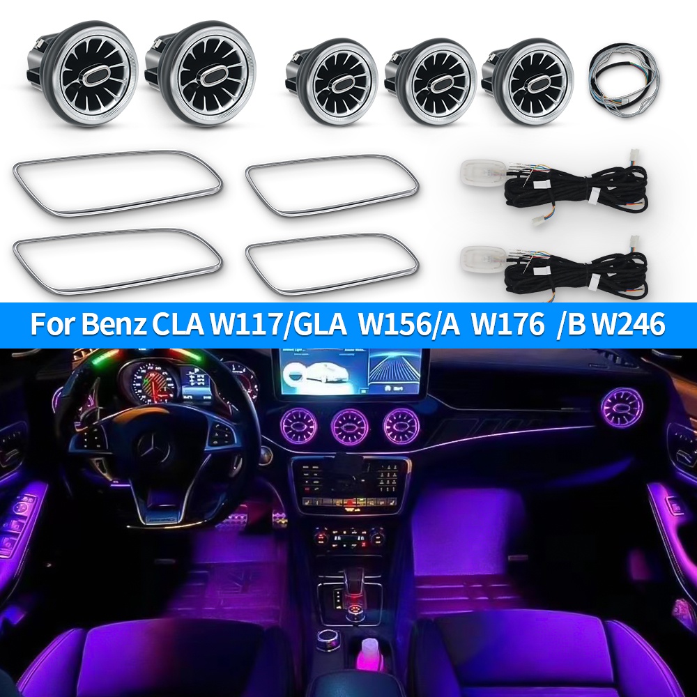 New 12-Color LED Car Air Vent Turbine Atmosphere Lamp For Mercedes-Benz ...