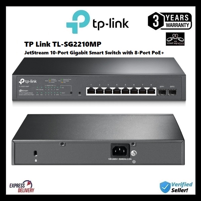 TP Link TL-SG2210MP JetStream 10-Port Gigabit Smart Switch with 8-Port PoE+ | Shopee Malaysia