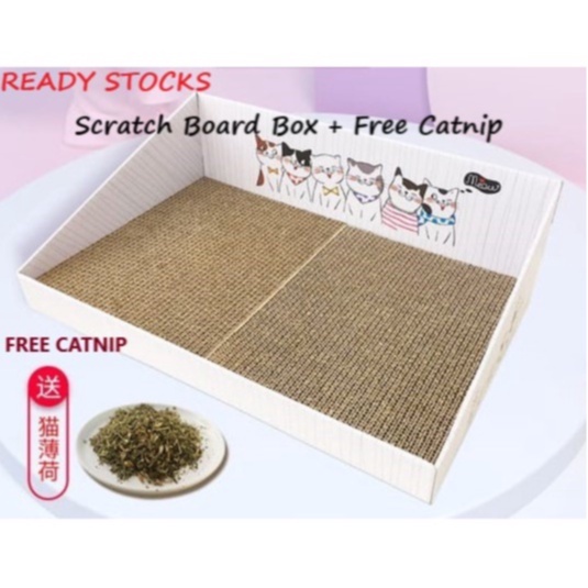 *READY STOCK* Cat Scratch Board Box/ FREE CATNIP/ Large Scratch Board ...