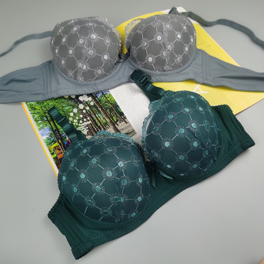 3/4 Coverage(38-44)Underwired bra [**8865] B~C Cup Flora Embroider Cotton Bra / Baju Dalam ...