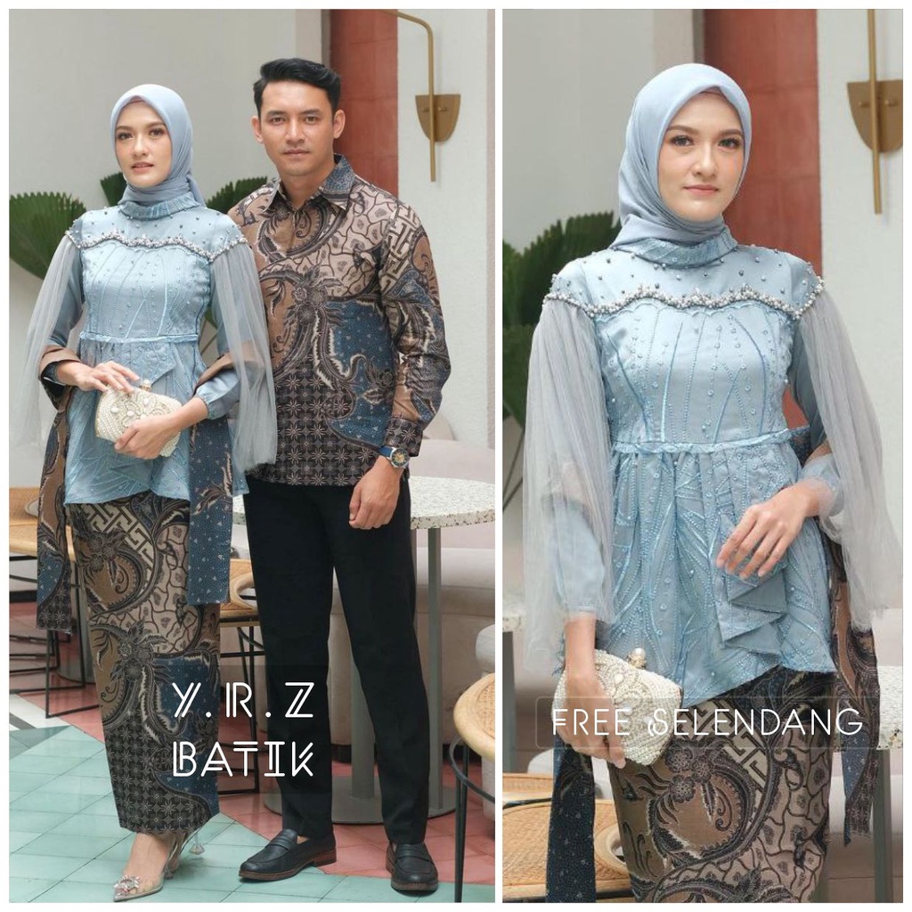 Modern Brocade Batik Kebaya Couple Clothes, Batik Kebaya Engagement ...