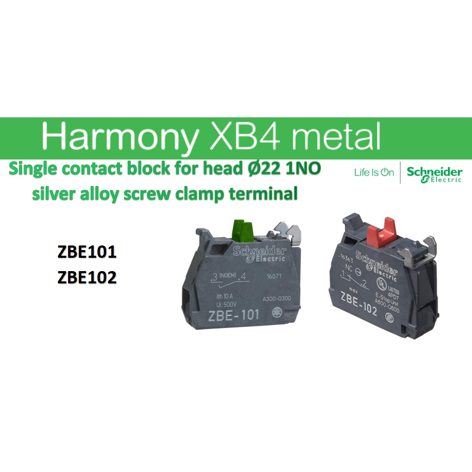 SCHNEIDER Single contact block for head Ø22 1NO silver alloy screw ...