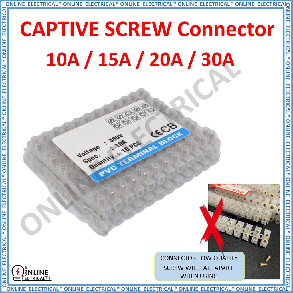 CAPTIVE SCREW Wiring Connector 10A / 15A / 20A (10pcs) | Shopee Malaysia