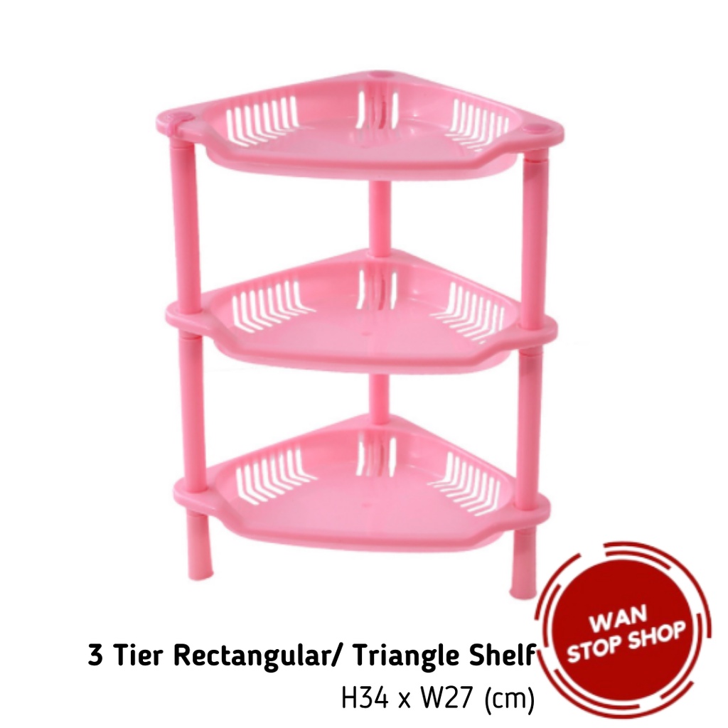 3 Tier Triangle Corner Shelf Triangle Shelf Storage, Plastic Rack Rak ...