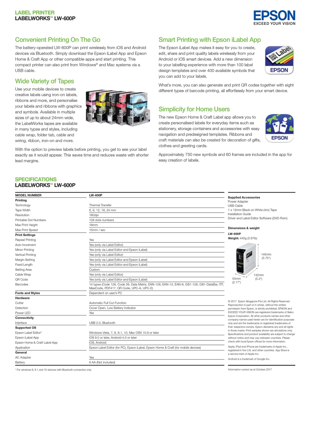 Epson LabelWorks LW-600P Bluetooth Label Printer | Shopee Malaysia