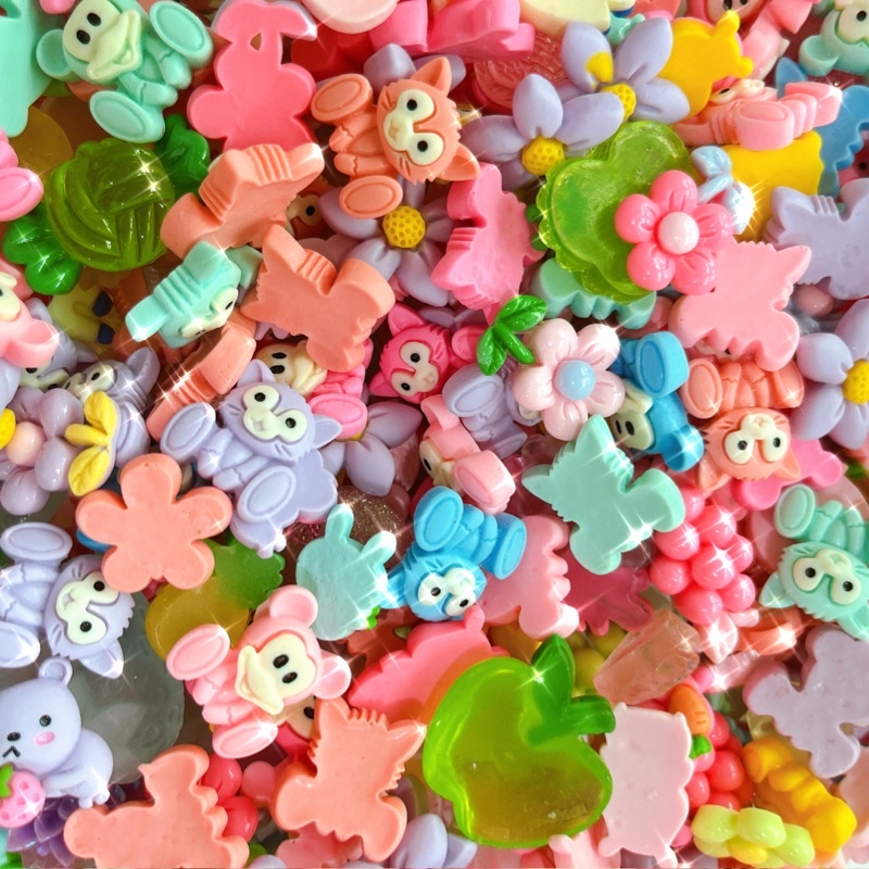 10 pcs cartoon resin cabochon flatback charm diy accessory cute kawaii ...