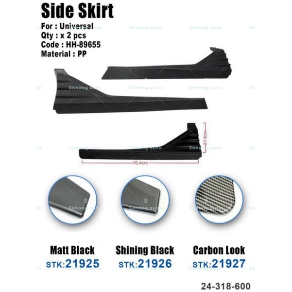 Car Universal Black Side Skirt Diffuser Body Kit Lip myvi axia wira ...