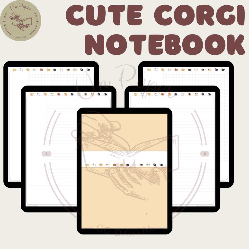 Cute Corgi Digital note template ipad goodnotes notability Aesthetic ...