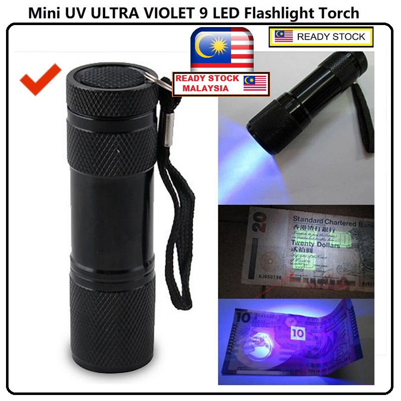 🌻 Local Stock 🌻 9 Led UV Flashlight Ultra Violet Purple Torch Light ...