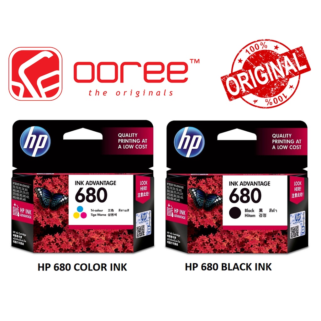 [ORIGINAL] GENUINE HP 680 BLACK (480PAGES, F6V27AA) OR TRI COLOR ...
