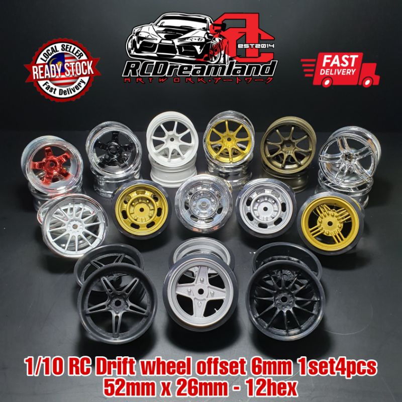 【READY STOCK】RCD 1/10 Rim RC Car Offset6mm Drift Touring Wheel 1/10 ...