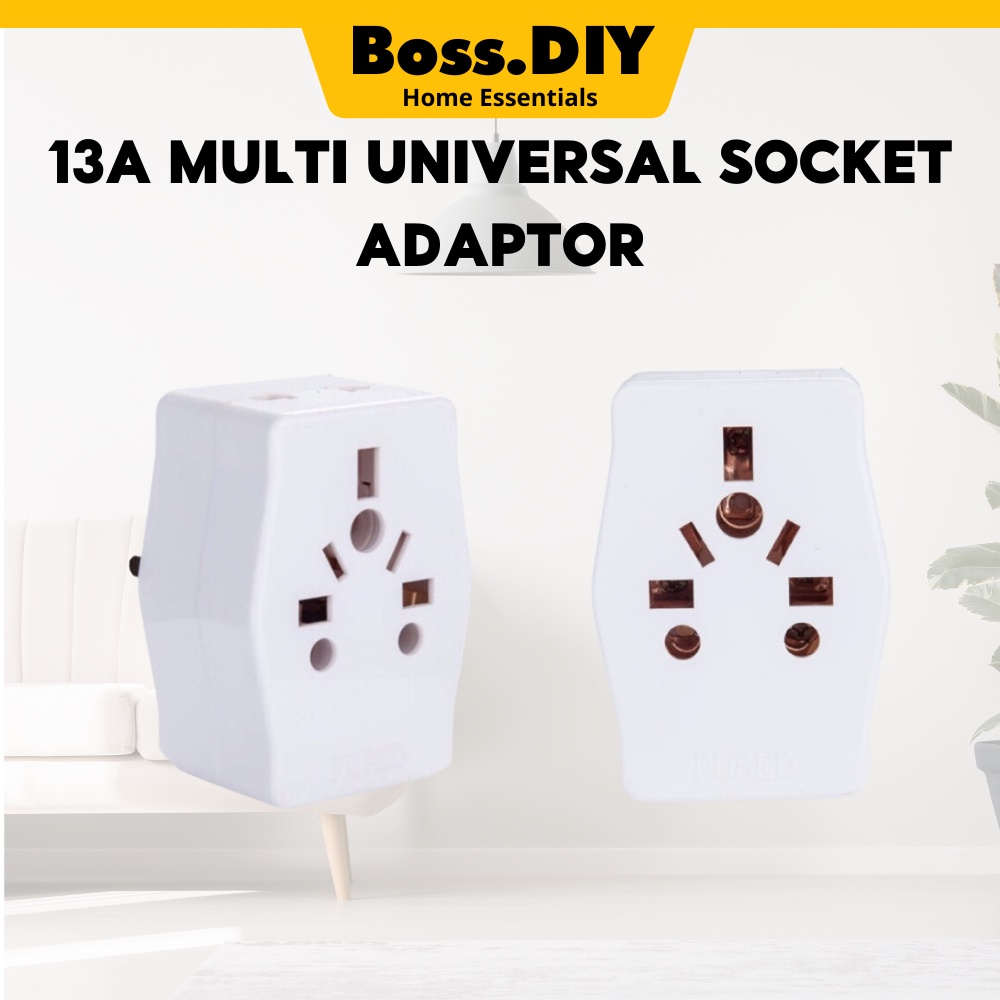 3 Way 13a Multi Universal Socket Adaptor Travel Extension Plug Multi