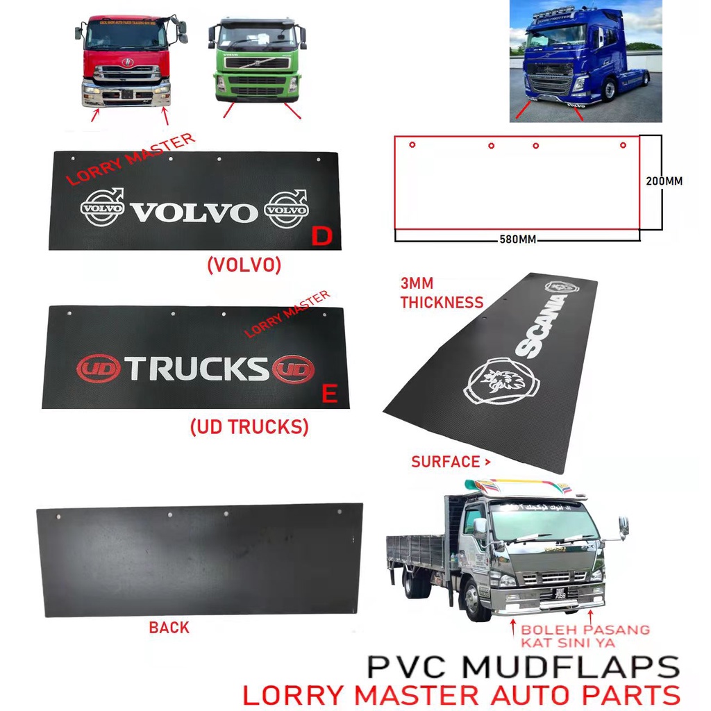 PVC MUDFLAPS FOR ALL LORRY ISUZU HINO NISSAN UD VOLVO SCANIA TRUCK ...