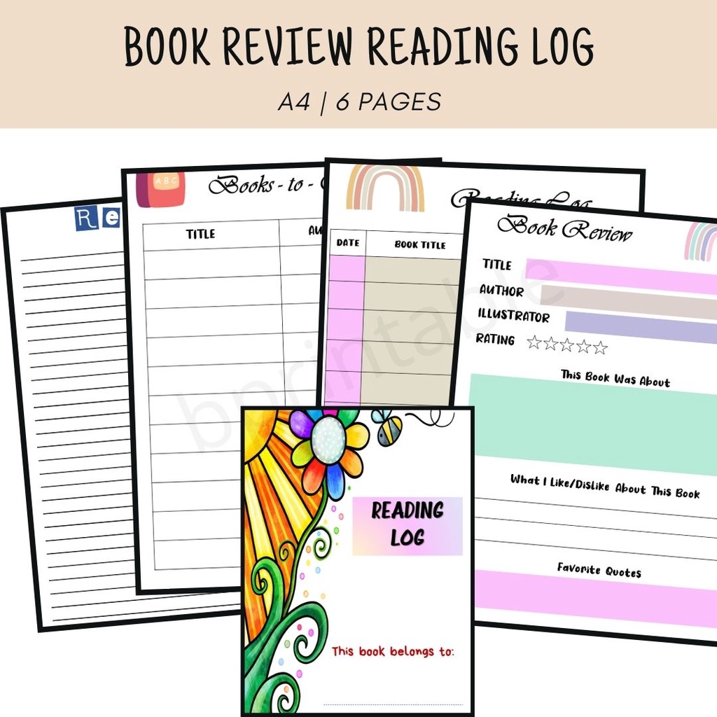 [PDF] Reading Log Journal, Book Review Template, Home School Reading ...