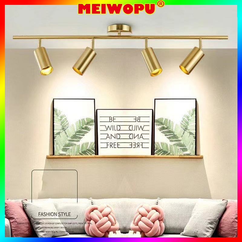 Led Nordic Four Heads Gold Ceiling Light Tricolor Lights Track Lamp ...