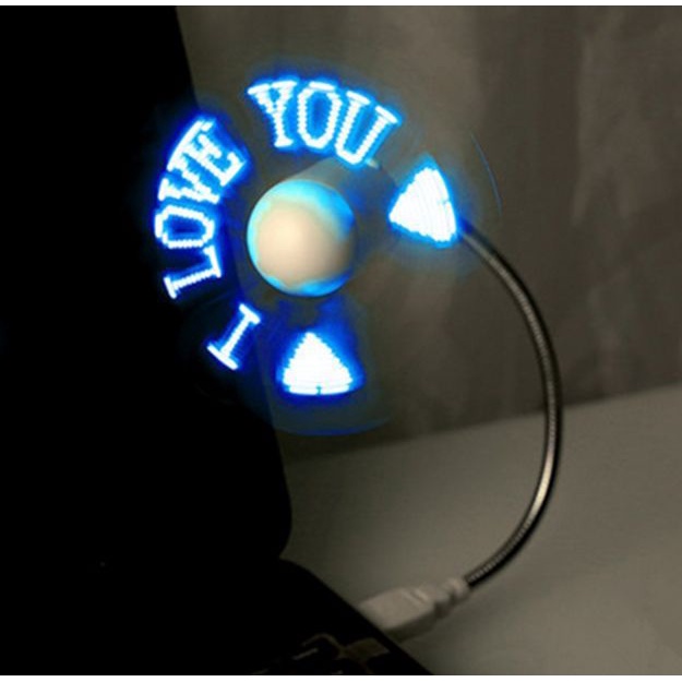 USB fan Programmable Flashing LED Display "Welcome", "I Love U", "Happy ...