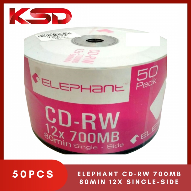 Elephant CD-RW 700MB 80min 12x Single-Side (Pack of 50 pcs) | Shopee ...