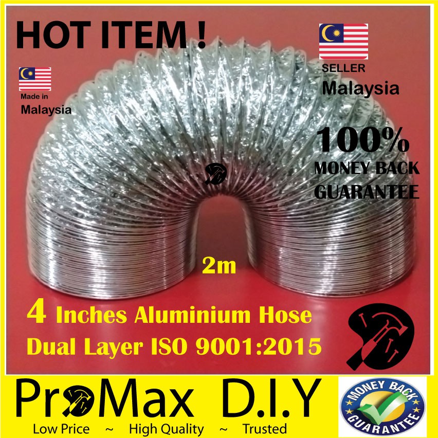 ProMax Aluminum Flexible Hose 4" inches Aluminium Flexible Hose Exhaust ...
