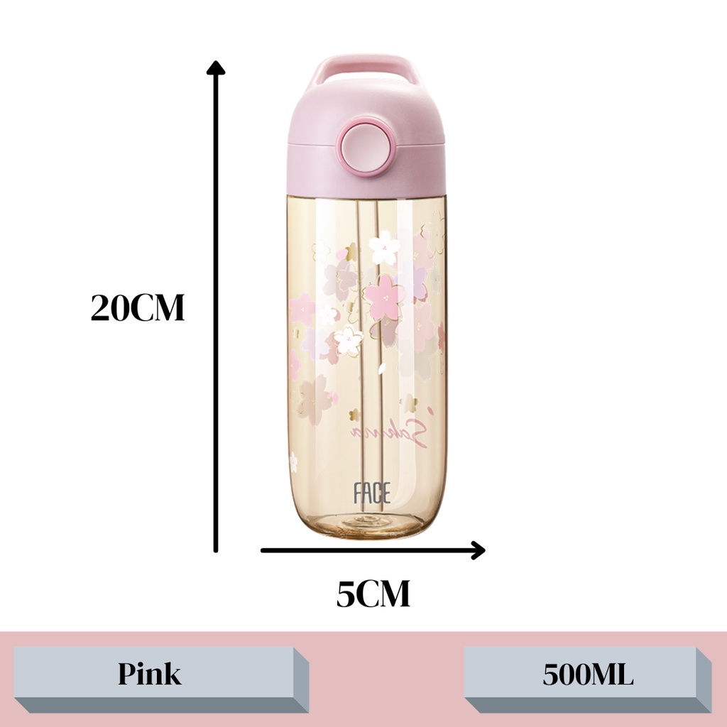 FACE PPSU/TRITAN Sports Bottle Summer Flower Season Water Cup Bottle With Straw Botol (500ml ...