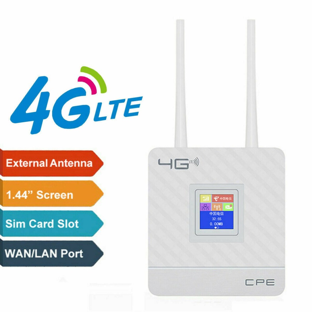 4G LTE SIM Card CPE WiFi Router Wireless Repeater LAN Modem Dual ...