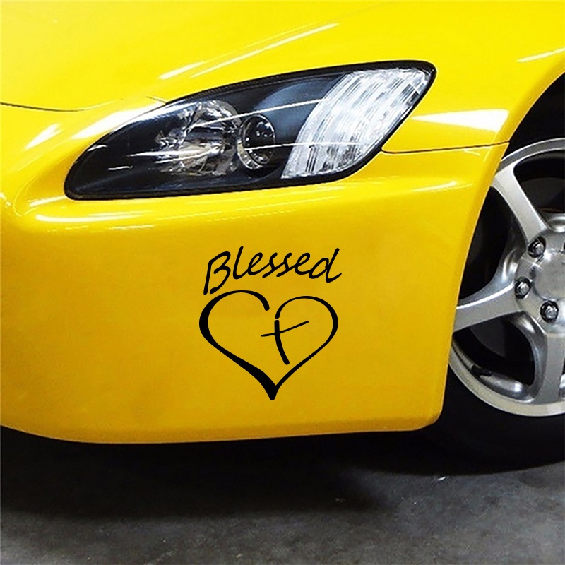 Blessed Heart and Cross Reflective Car Stickers Removable Vinyl Decal ...