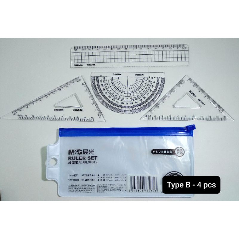 Set matematik sekolah Ruler set Protaktor Jangka lukis Ruler set ...