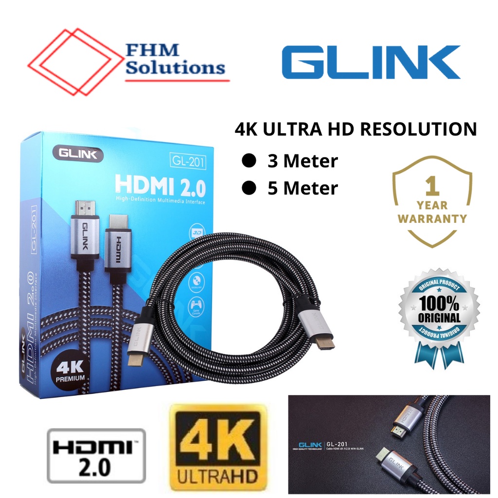 GLINK GL-201 HDMI 2.0 4K CABLE /1.8METER / 3METER / 5 METER CABLE | Shopee Malaysia