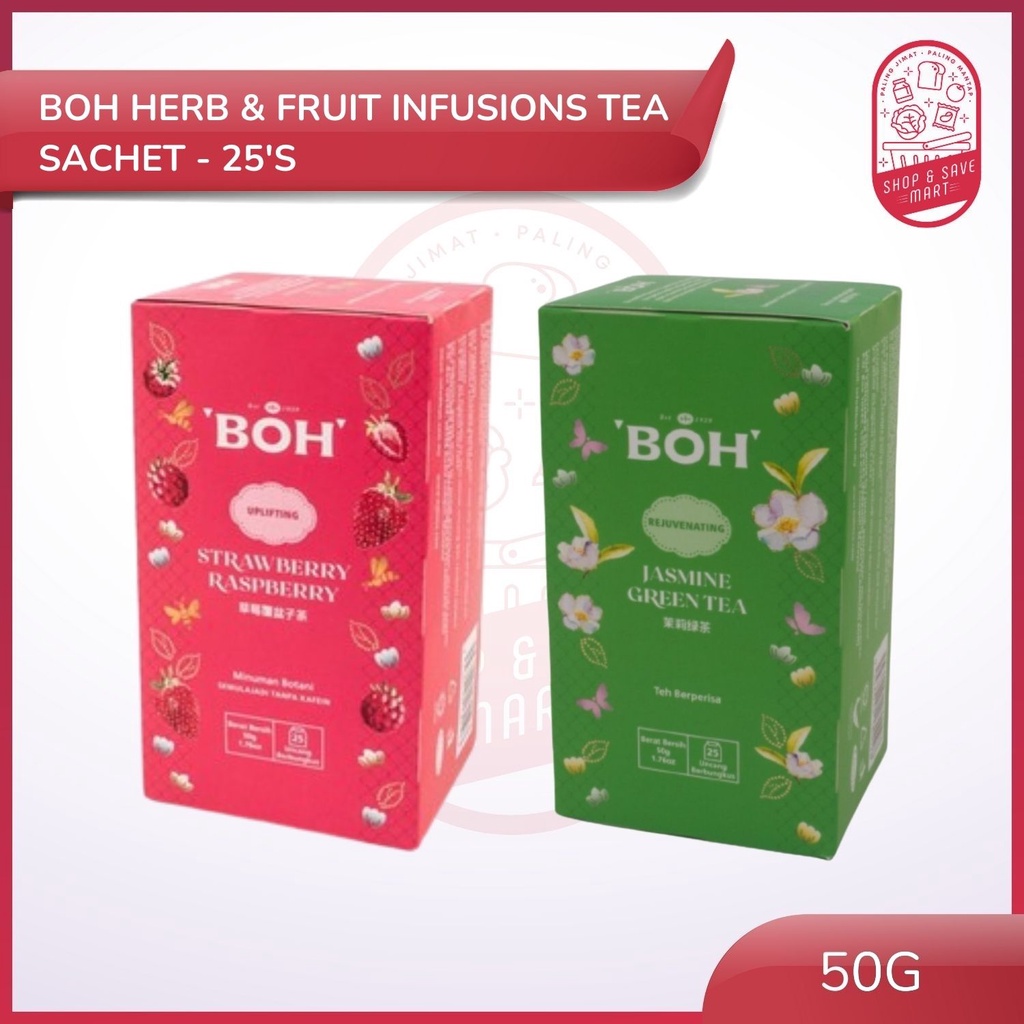 BOH Herb & Fruit Infusions Tea Sachet 25’s - 50G (Flavor: Jasmine green ...
