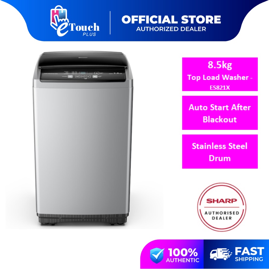Sharp 8kg Fully Auto Top Load Washing Machine ES821X Washer Mesin Basuh ...
