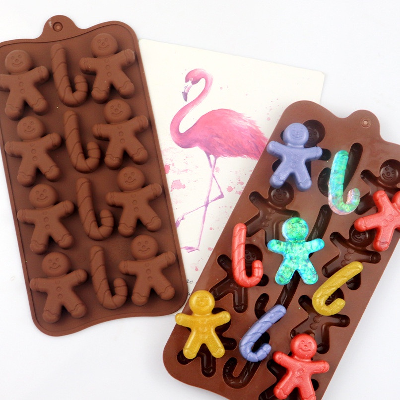 12 Cav Gingerbread Candy Cane Christmas Silicone Mold Chocolate Jelly ...