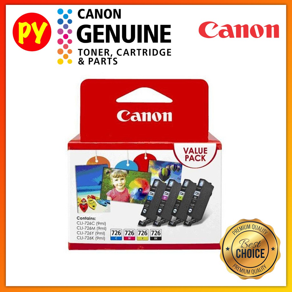 Canon CLI-726 BCMY Value Pack Original Ink Cartridge 726 (4 ink ...