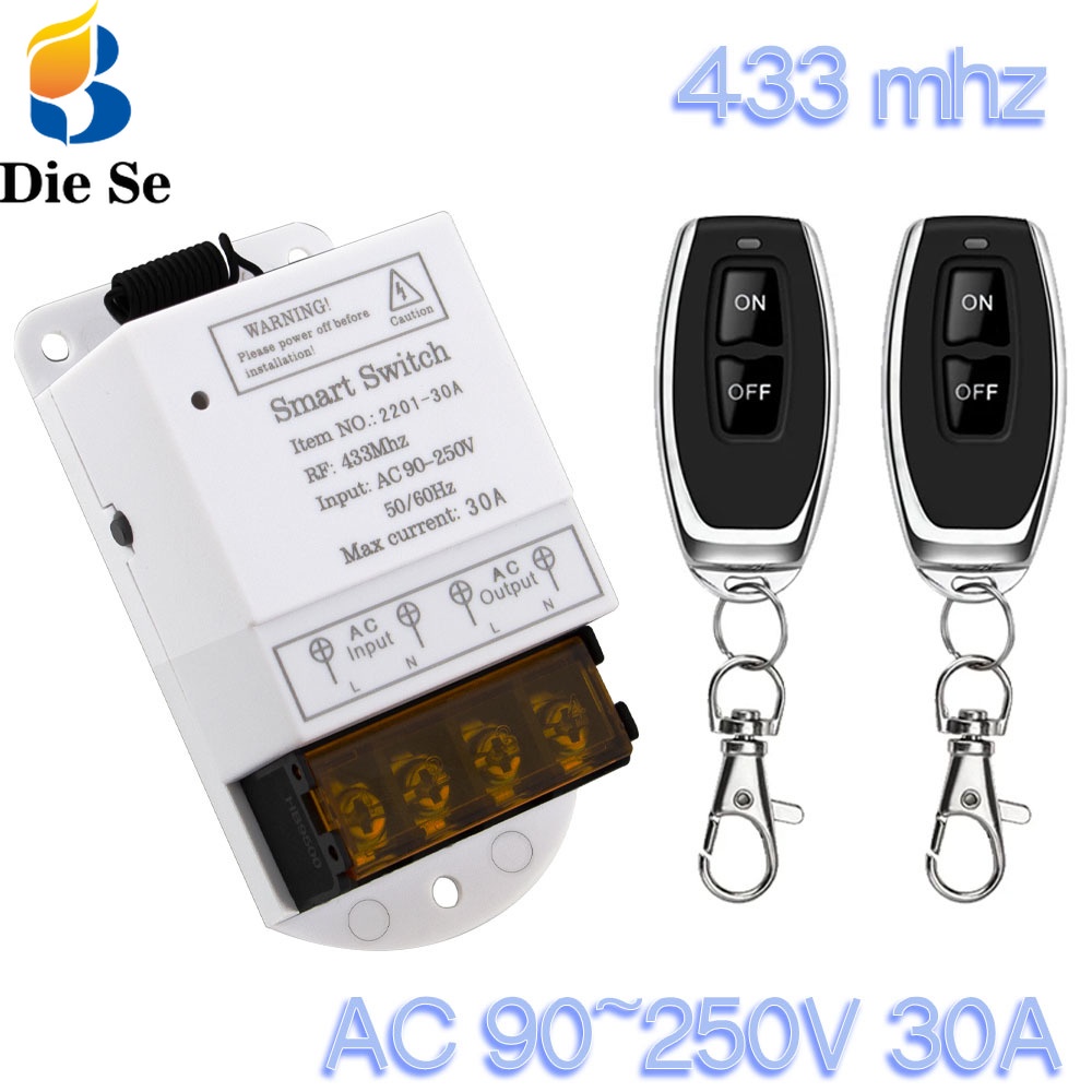 433Mhz RF Universal Remote Control Swtich AC 110V 220V 30A High Power ...
