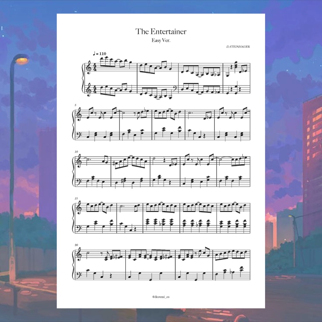 The Entertainer Piano Sheet Music All Time Classic Piano Rag Scott ...