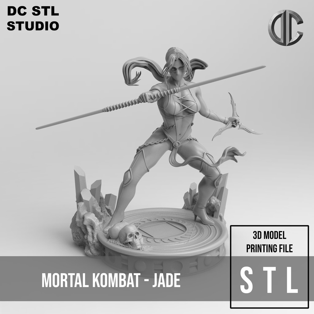 A122 - Games character design, The Green Sexy Mortal girl Character, The Jadeit, STL 3D model ...