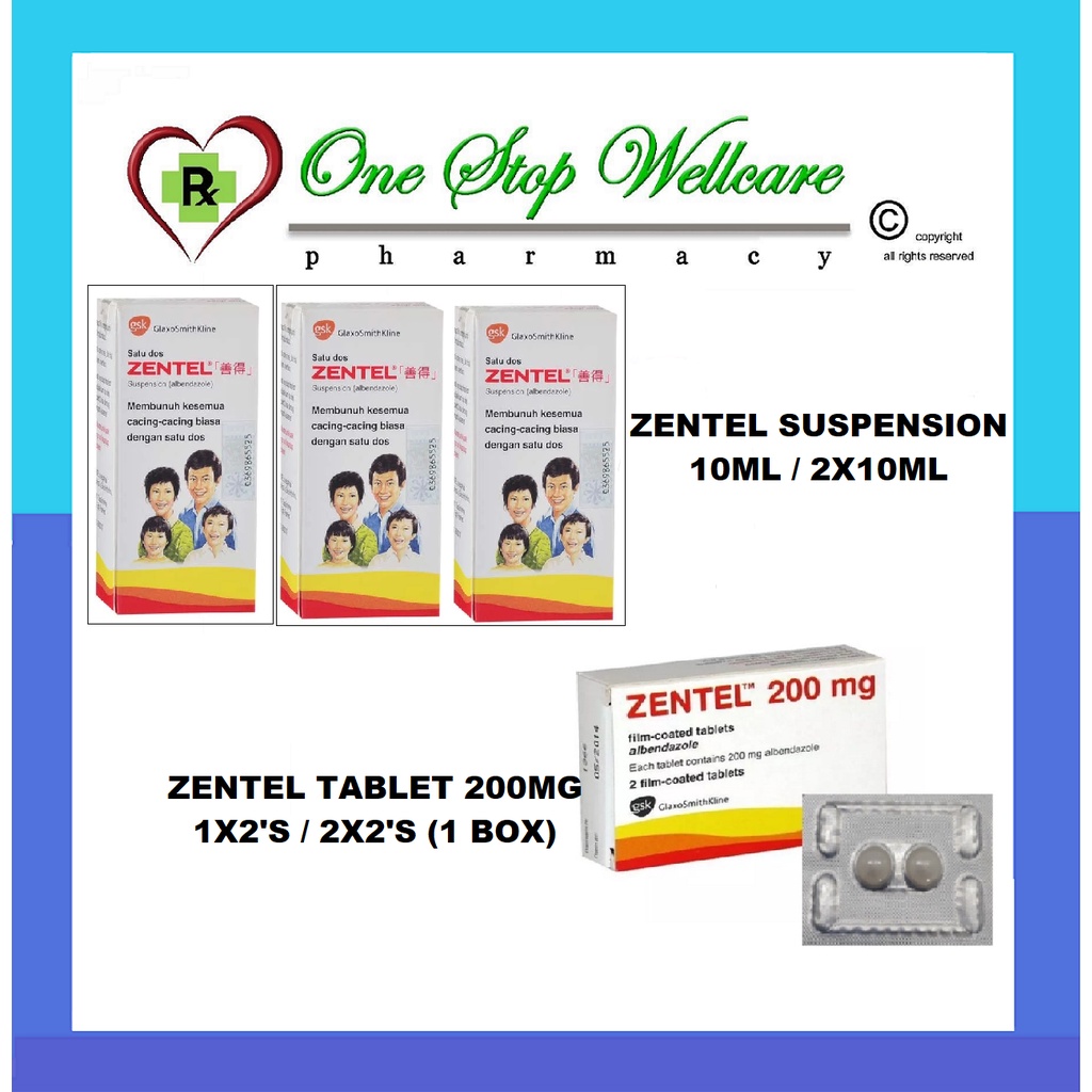 ZENTEL SUSPENSI 10ML / 2X10ML (TARIKH LUPUT: 09/2025) ZENTEL TABLET ...