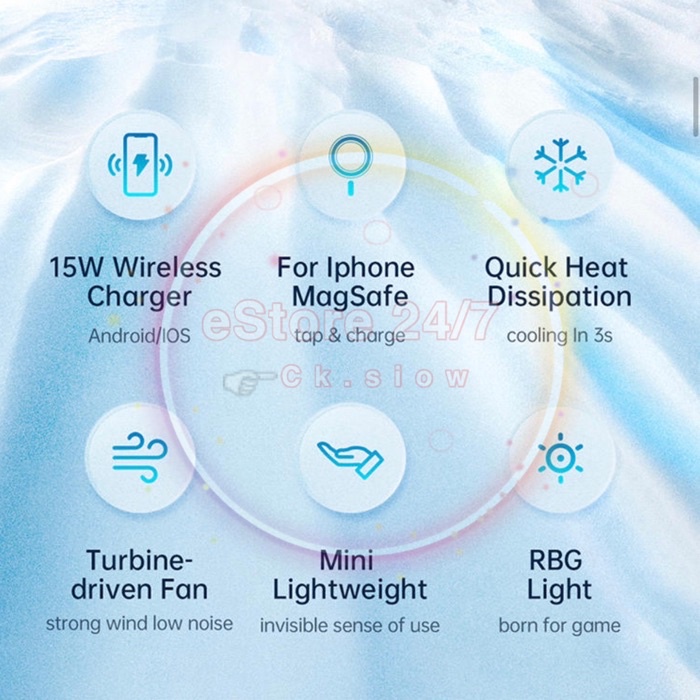 Mcdodo CH 2120 15W Magnetic Wireless Game Charger Mobile Phone Pad Cooling Fan Radiator Turbo ...